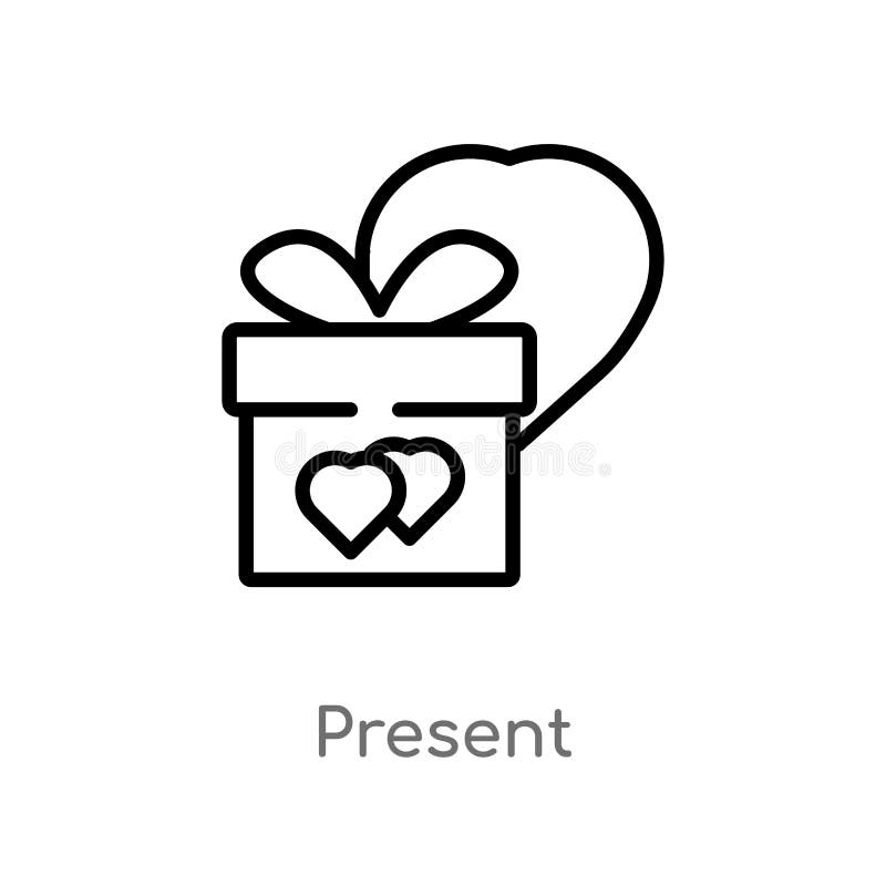 Outline Present Vector Icon. Isolated Black Simple Line Element ...