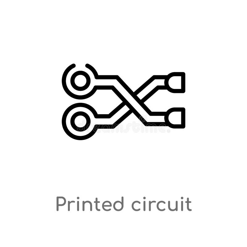 Outline Printed Circuit Connections Vector Icon. Isolated Black Simple ...