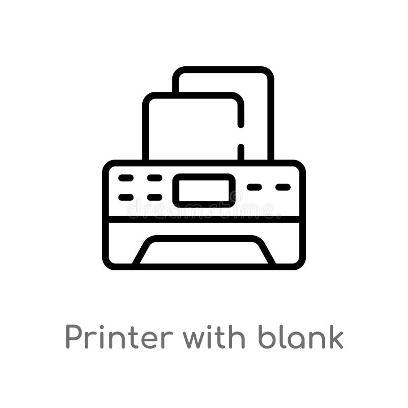 Outline Printer with Blank Paper Sheet Vector Icon. Isolated Black ...