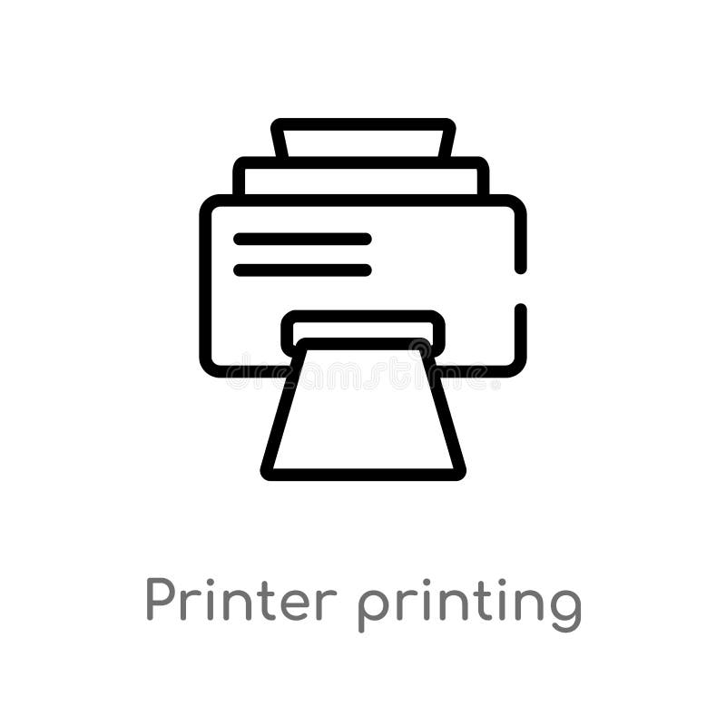 Outline Printer Printing Squares Vector Icon. Isolated Black Simple ...