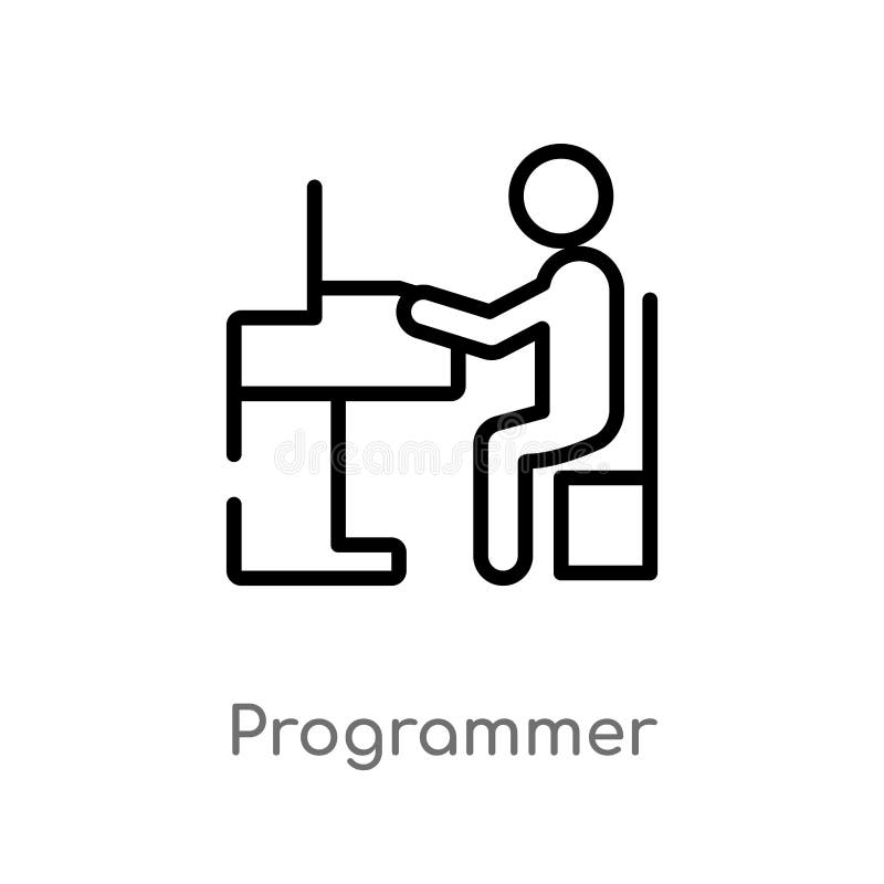 Outline Programmer Vector Icon Isolated Black Simple Line Element Illustration From Strategy