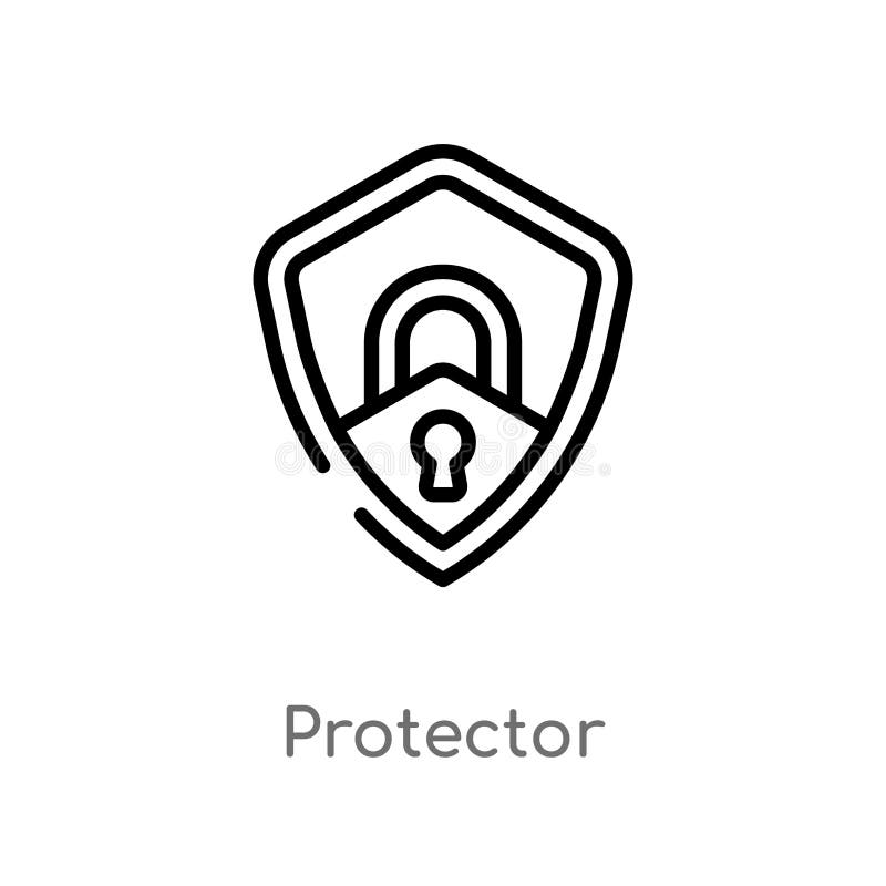 Outline Protector Vector Icon. Isolated Black Simple Line Element ...