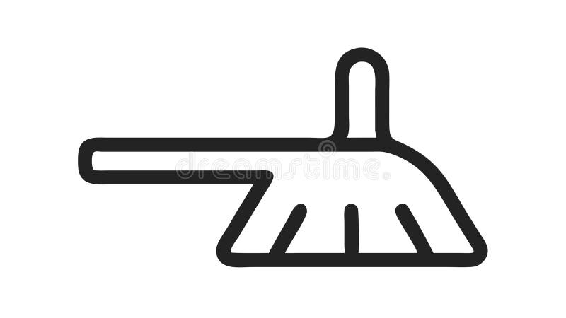 Outline of a Push Broom, Representing Cleaning Tool , Vector Design ...