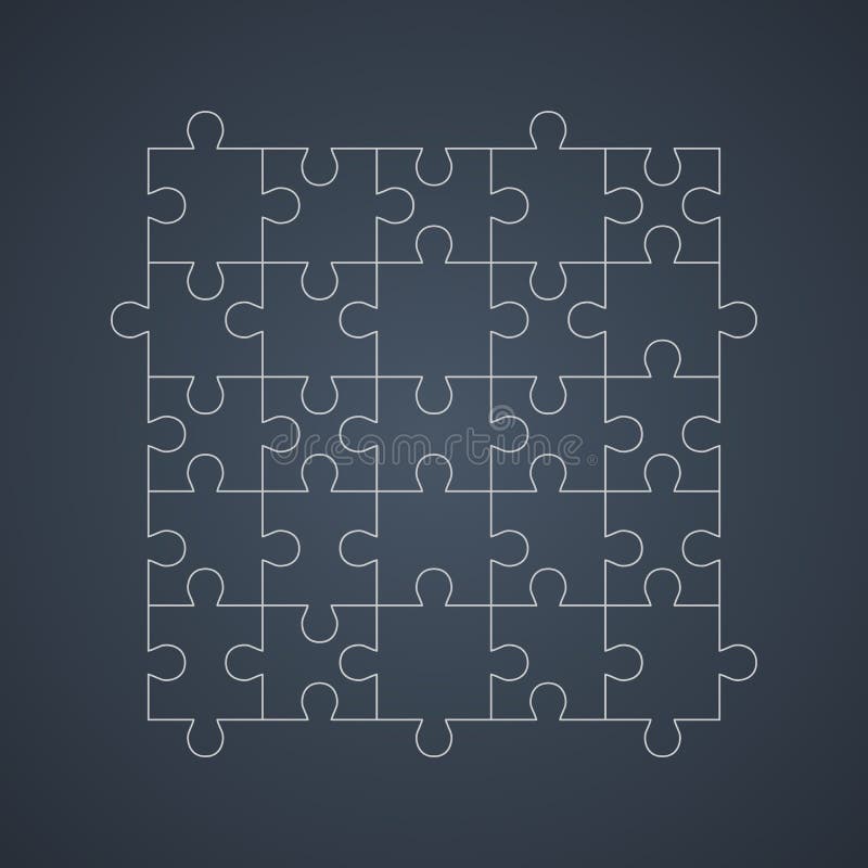 Outline Puzzle Net Isolated on Dark Background. Jigsaw Cutting Scheme ...