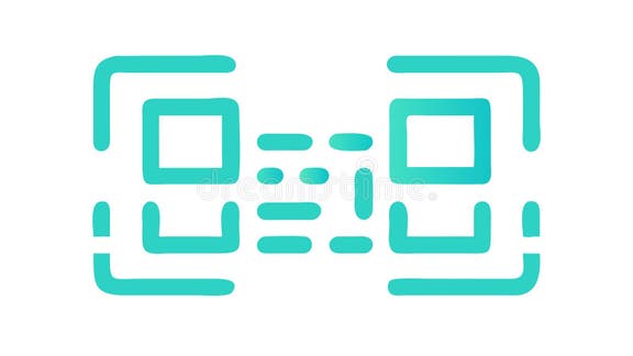 Outline QR Code with Scanning Indicator, Digital Interaction, Vector ...