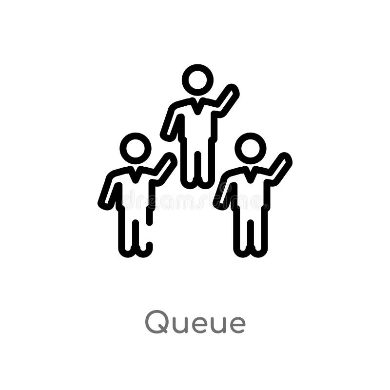 Outline Queue Vector Icon. Isolated Black Simple Line Element ...