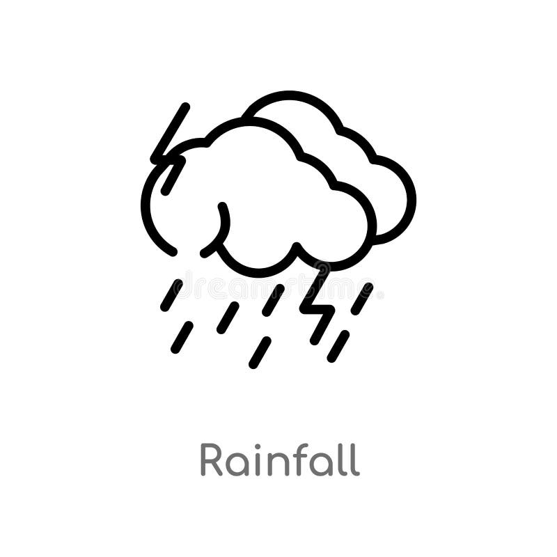 Outline Rainfall Vector Icon. Isolated Black Simple Line Element ...