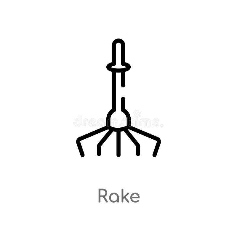 Outline Rake Vector Icon. Isolated Black Simple Line Element ...