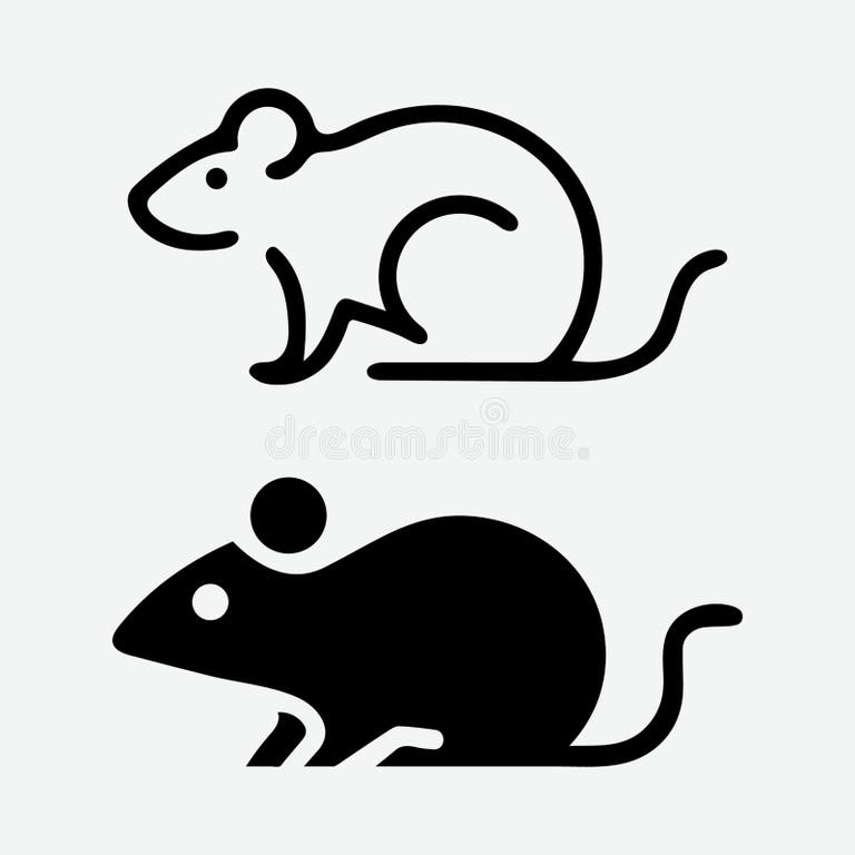 Outline Rat Icon and Silhouette Rat Vector Stock Vector - Illustration ...