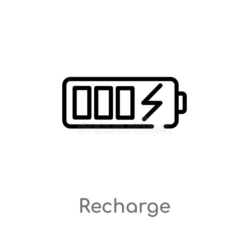 Recharge Black Icon, Vector Sign on Isolated Background. Recharge ...