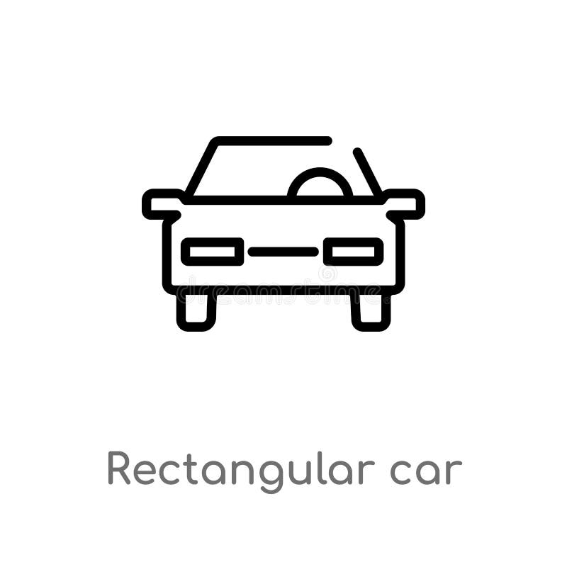 Outline Rectangular Car Vector Icon. Isolated Black Simple Line Element ...