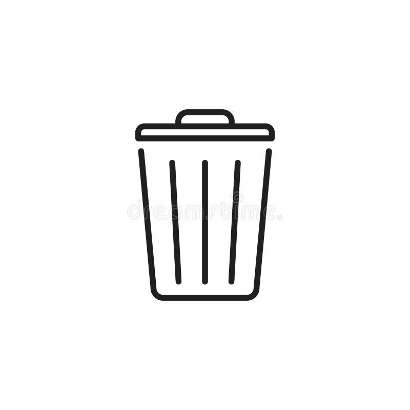 Outline Recycle Bin Trash Bin on White Background. Stock Illustration ...