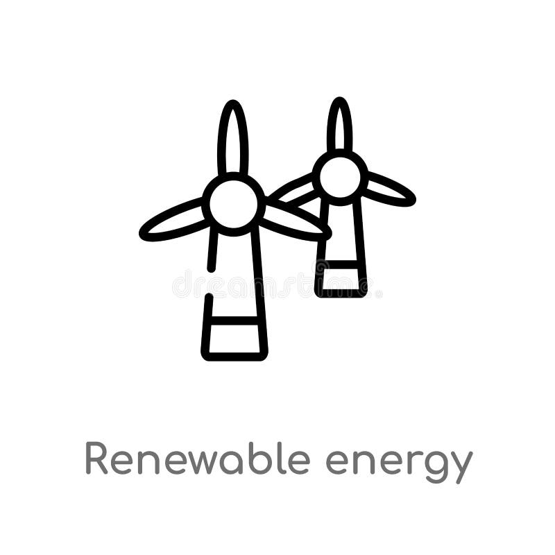 Outline Renewable Energy Label Vector Icon. Isolated Black Simple Line ...