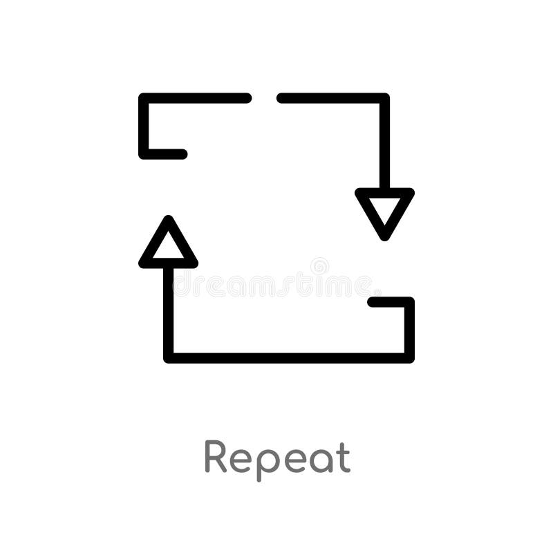 Outline Repeat Vector Icon. Isolated Black Simple Line Element ...