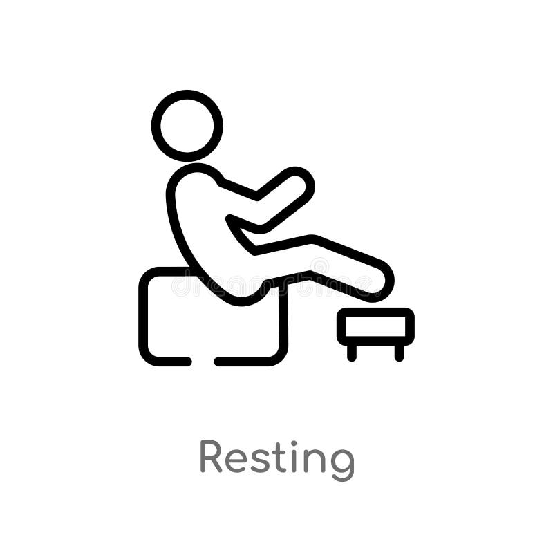 Resting Outline Vector Icon. Thin Line Black Resting Icon, Flat Vector ...