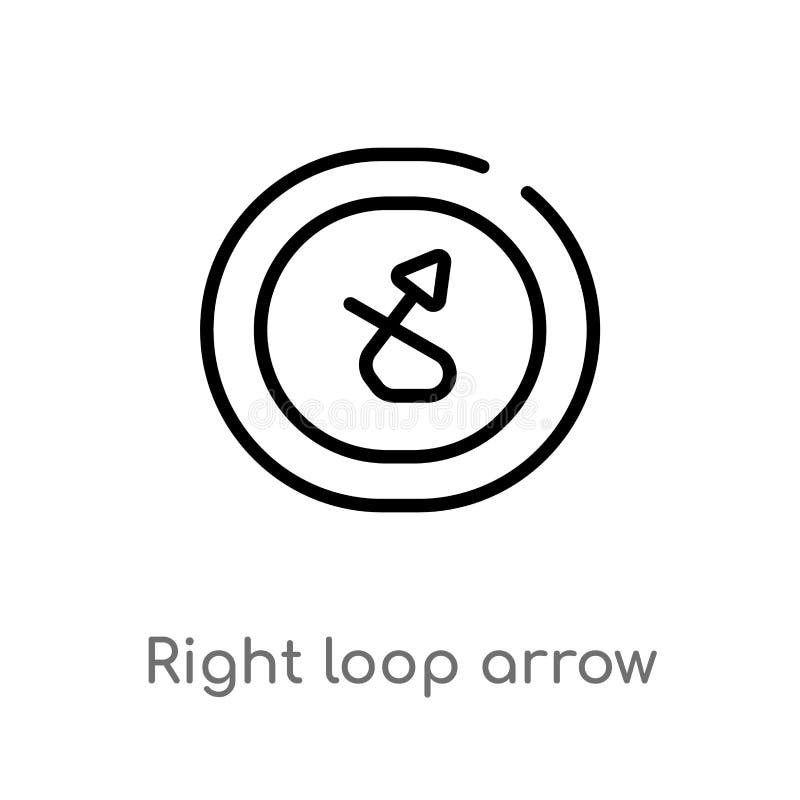 Outline Right Loop Arrow Vector Icon. Isolated Black Simple Line ...