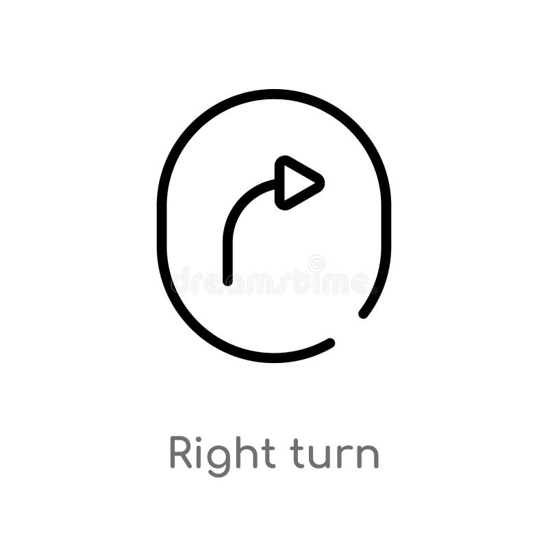 Outline 3d Turn Right Arrow Vector Icon. Isolated Black Simple Line ...