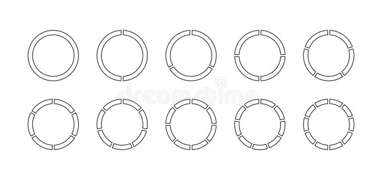 Outline Ring Chart. Pie Diagram Template Divided into Pieces. Round ...
