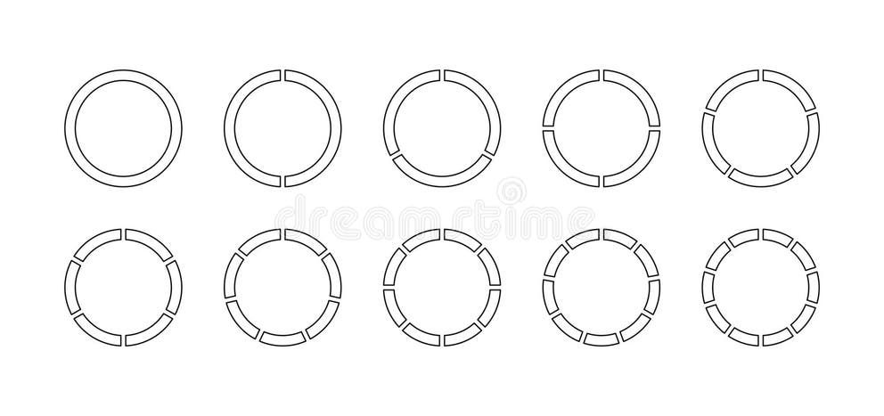 Outline Ring Chart. Pie Diagram Template Divided into Pieces. Round ...