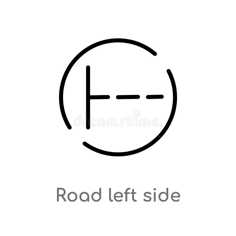 Outline Road Left Side Vector Icon. Isolated Black Simple Line Element ...