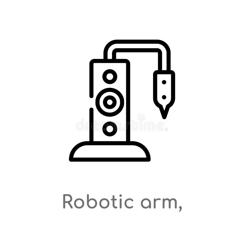 Outline Robotic Arm, Vector Icon. Isolated Black Simple Line Element ...