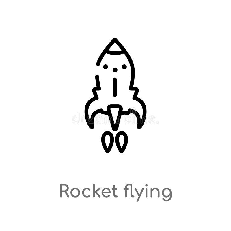 Outline Rocket Flying Vector Icon. Isolated Black Simple Line Element ...