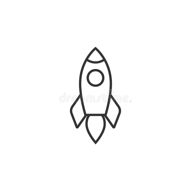 Line Rocket Ship with Dash-dot Line Tracke or Trace . Isolated on White ...