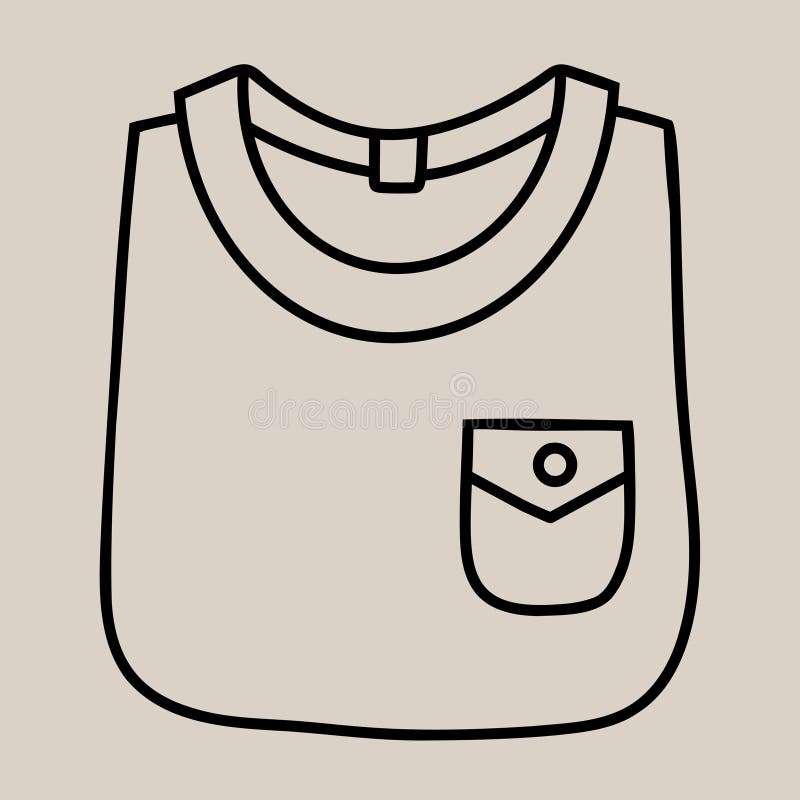Outline Rolled-Up T-Shirt with Pocket. Linear Hand Drawing of Folded ...