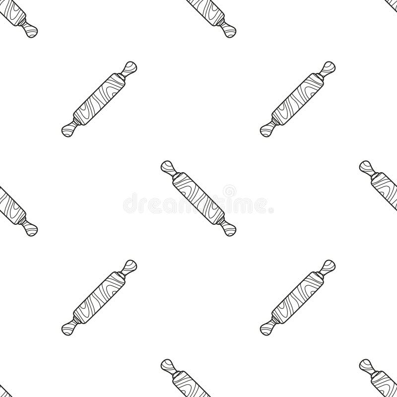Outline Rolling Pin Seamless Pattern Stock Vector - Illustration of ...