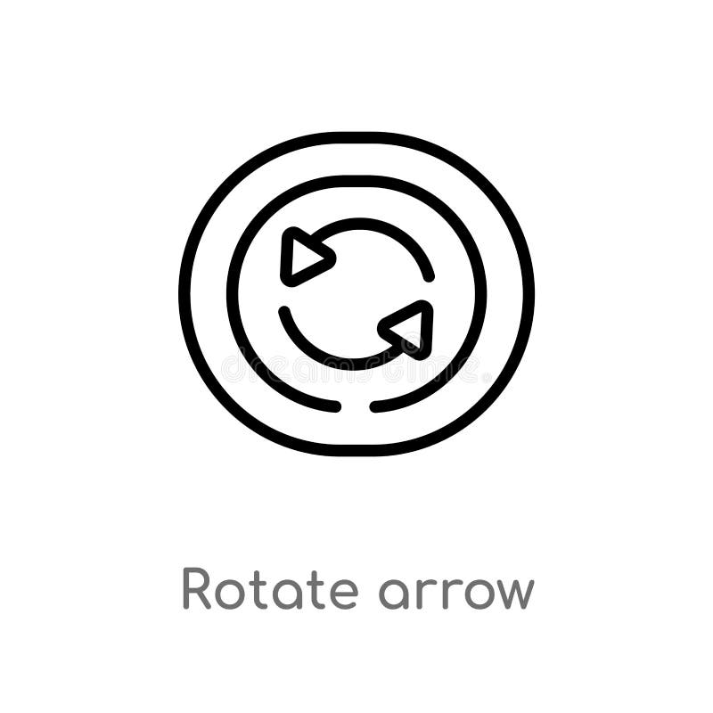 Outline Rotate Arrow Vector Icon. Isolated Black Simple Line Element ...