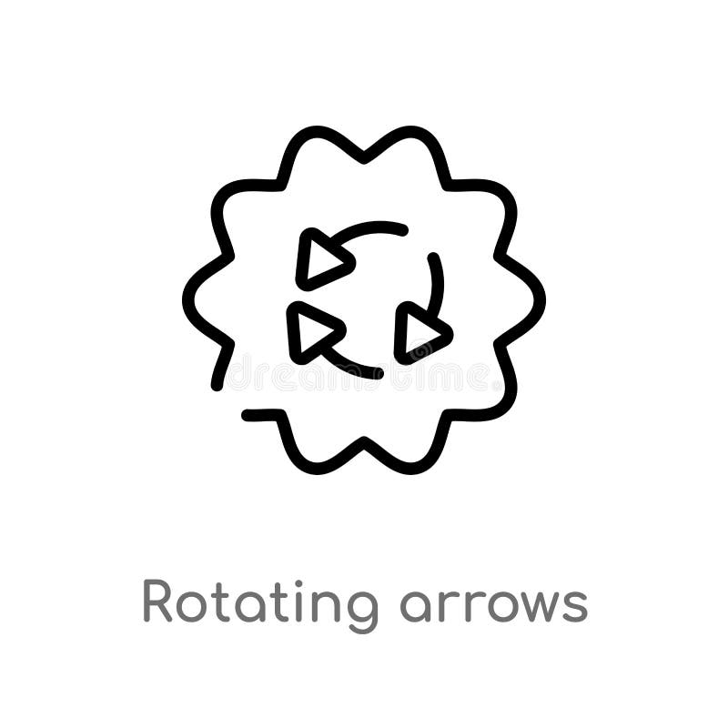 Outline Rotating Arrows Vector Icon. Isolated Black Simple Line Element ...