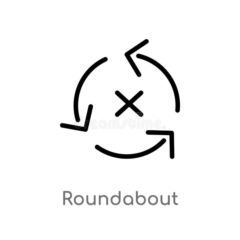 Roundabout Outline Icon. Isolated Line Vector Illustration from Traffic ...