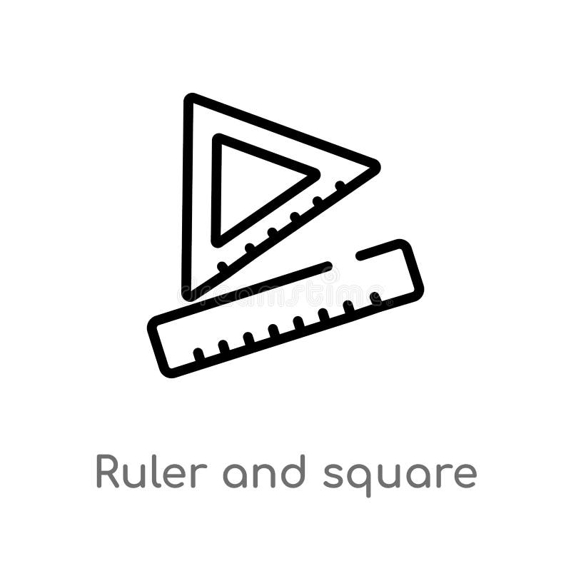 Outline Ruler and Square Measuring Tools Vector Icon. Isolated Black ...