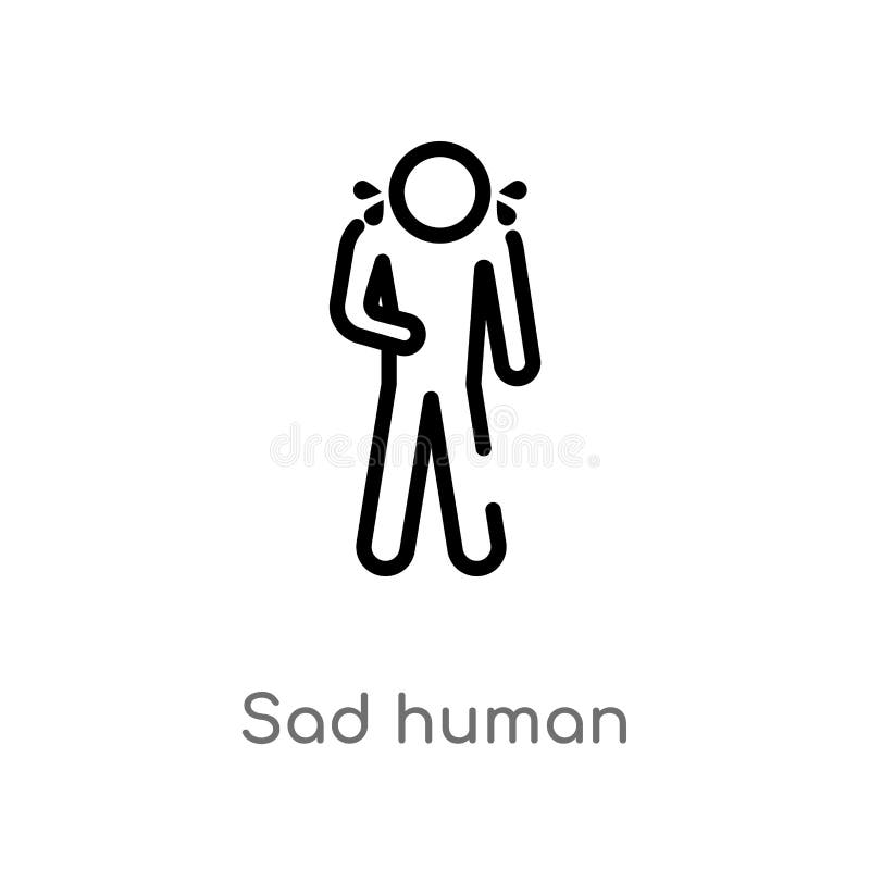 Outline Sad Human Vector Icon. Isolated Black Simple Line Element ...