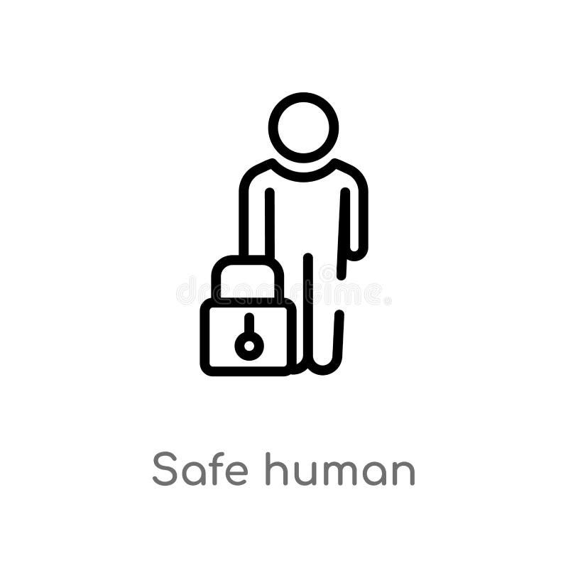 Outline Safe Human Vector Icon. Isolated Black Simple Line Element ...