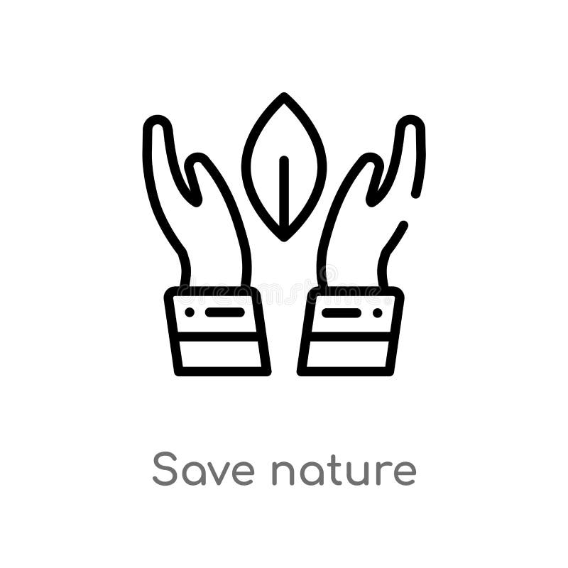 Outline Save Nature Vector Icon. Isolated Black Simple Line Element ...