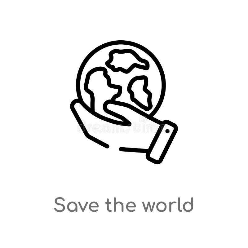 Outline Save the World Vector Icon. Isolated Black Simple Line Element ...