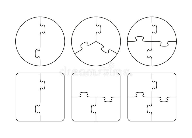 Outline Scheme for Thinking Game. 2, 3, 4, 5 Pieces Circle and Square ...