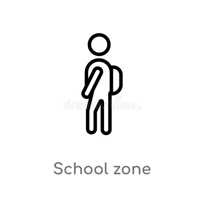 Outline School Zone Vector Icon. Isolated Black Simple Line Element ...