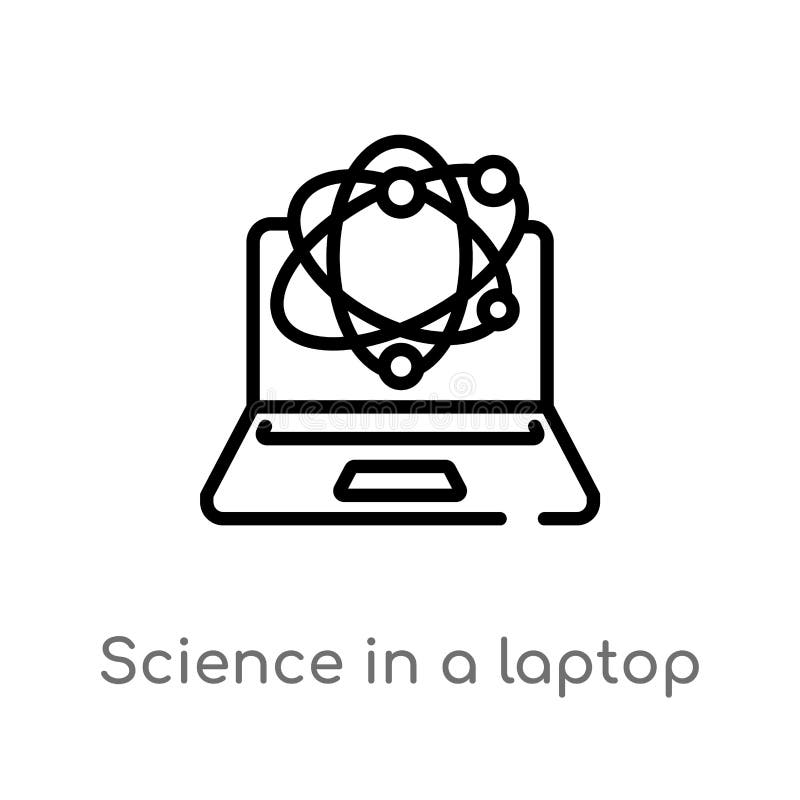 Outline Science in a Laptop Vector Icon. Isolated Black Simple Line ...
