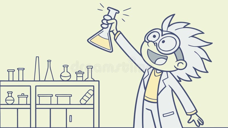 Outline Scientist in Lab, Ready To Experiment. Vector Design Generative ...