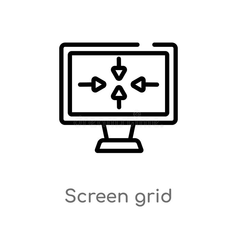 Outline Screen Grid Vector Icon. Isolated Black Simple Line Element ...