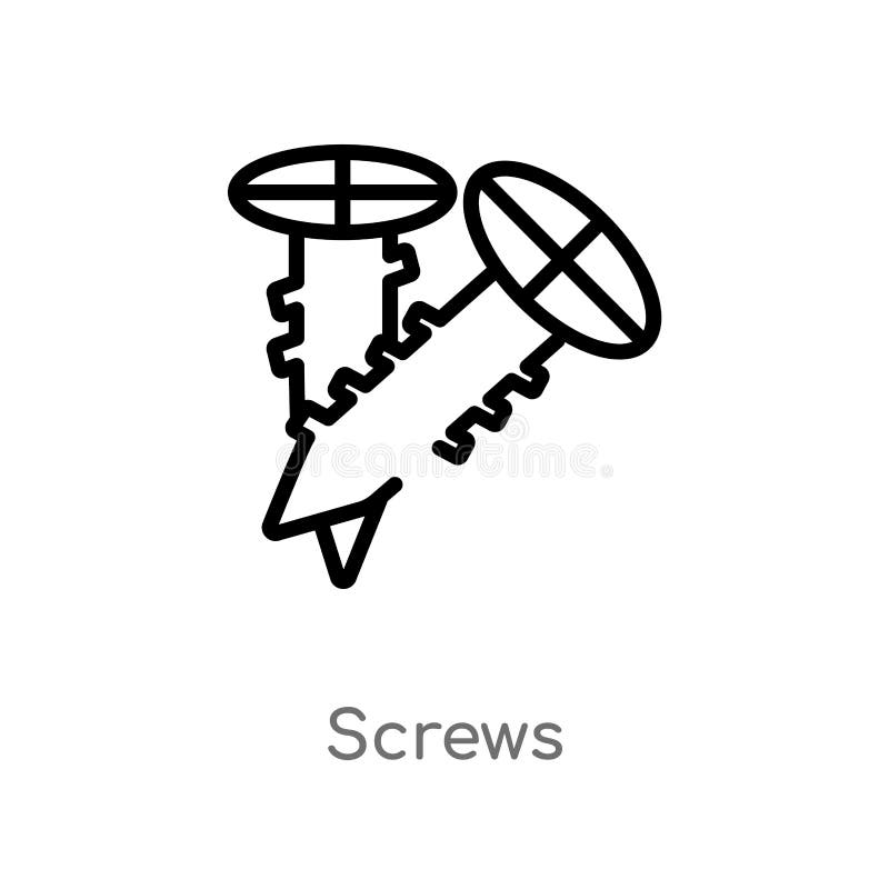 Outline Screws Vector Icon. Isolated Black Simple Line Element ...
