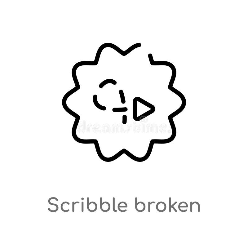 Outline Scribble Broken Line Vector Icon. Isolated Black Simple Line ...
