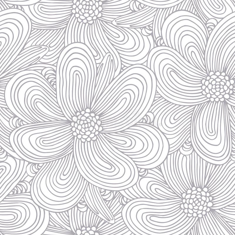 Outline Seamless Pattern with Doodle Flowers Stock Vector ...