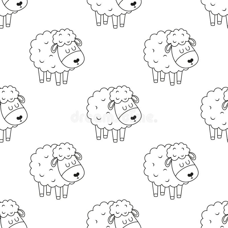 Outline Seamless Pattern with Sheep Stock Vector - Illustration of farm ...