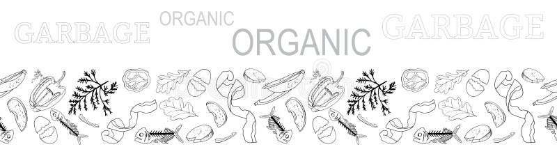 Outline Seamless Vector Border with Sorted Organic Garbage Isolated on ...