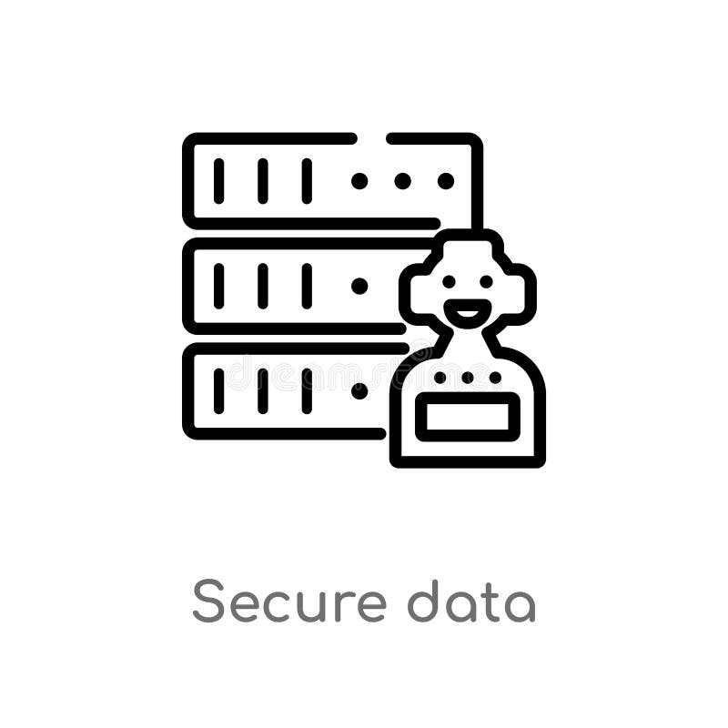 Outline Secure Data Vector Icon. Isolated Black Simple Line Element ...