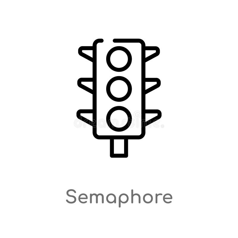 Outline Semaphore Vector Icon. Isolated Black Simple Line Element ...