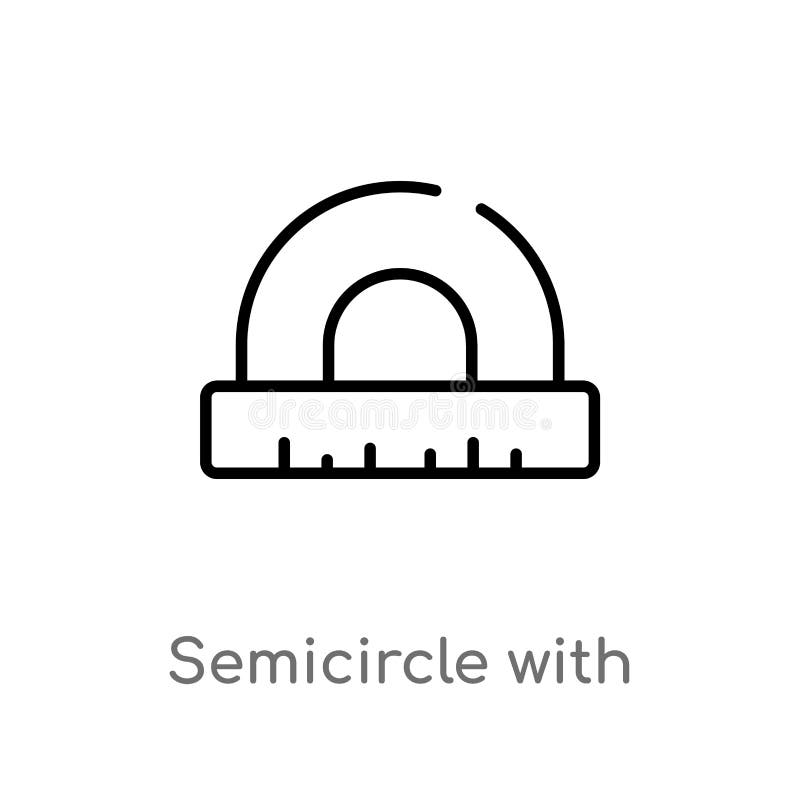 Outline Protractor Vector Icon. Isolated Black Simple Line Element ...